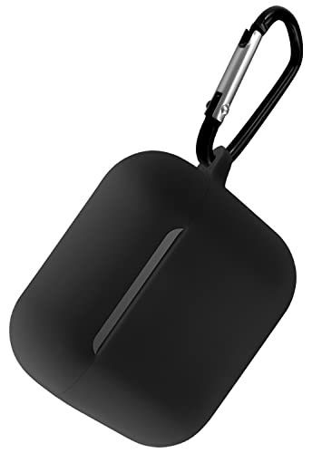 Geiomoo Silicone Case Compatible with Skullcandy Indy Evo, Protective Cover with Carabiner (Black)