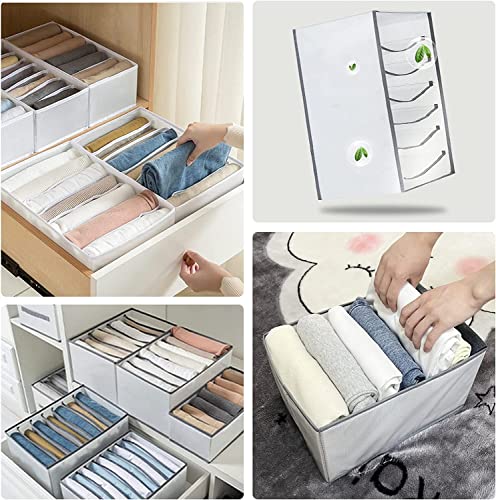 Wardrobe Clothes Organizer, NEW Sturdy Clothes Organizer for Folded Clothes, 6-Grid Collapsible Storage Bins Cubes Organizers, with Waterproof Fabric, Suitable for Closet/Wardrobe/Drawer