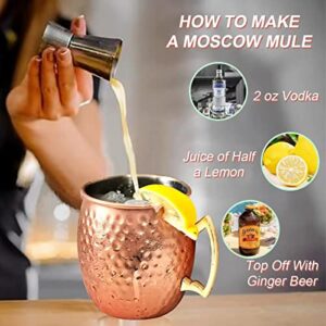 K Kitcherish Moscow Mule Mugs Set of 2-[Gift Set]18 oz, Hammered Copper Mugs | Stainless Steel Lining, Copper Plating Cup with Gold Brass Handles for Making Cool Drinks, 3.4'' (Diameter) x 4 ''(Tall)