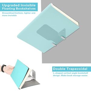 Homakover Invisible Floating Bookshelves, Heavy-Duty Book Organizers, Wall Mounted Bookshelf, Iron Storage Shelves for Bedroom, Living Room, Office (Small) (4 Pieces, White)