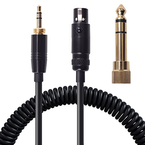 Sqrgreat K240 Replacement Coiled Audio Cable Cord for AKG K240 K240S K240 MKII - Q701 K702 K712 K141 K171 K181 K271 K271S K371 K241 K175 K275 K712 PRO K553 MKII M220 Headphone, Black, 3.5mm