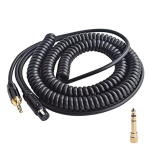 Sqrgreat K240 Replacement Coiled Audio Cable Cord for AKG K240 K240S K240 MKII - Q701 K702 K712 K141 K171 K181 K271 K271S K371 K241 K175 K275 K712 PRO K553 MKII M220 Headphone, Black, 3.5mm