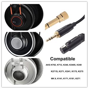 Sqrgreat K240 Replacement Coiled Audio Cable Cord for AKG K240 K240S K240 MKII - Q701 K702 K712 K141 K171 K181 K271 K271S K371 K241 K175 K275 K712 PRO K553 MKII M220 Headphone, Black, 3.5mm