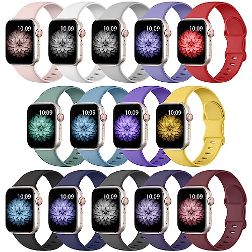 14 Pack Sport Bands Compatible with Apple Watch Band 38mm 40mm 41mm 42mm 44mm 45mm 49mm for Women Men, Soft Silicone Wrist Bands Strap Compatible with iWatch Series 8 7 6 5 4 3 2 1 SE Ultra