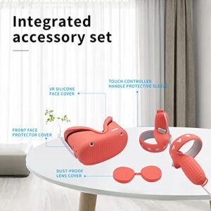 ROTOMOON VR Lovely Heart Silicone Protector Cover Set Compatible with Oculus Quest 2, Anti-Throw/Leakage Controller Grip for Oculus Quest 2 Accessories Kit