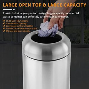 WICHEMI Trash Can Outdoor Indoor Garbage Enclosure, Commercial Trash Bin with Lid Open Top Inside Cabinet Large Garbage Can Stainless Steel Industrial Waste Container (Silver)