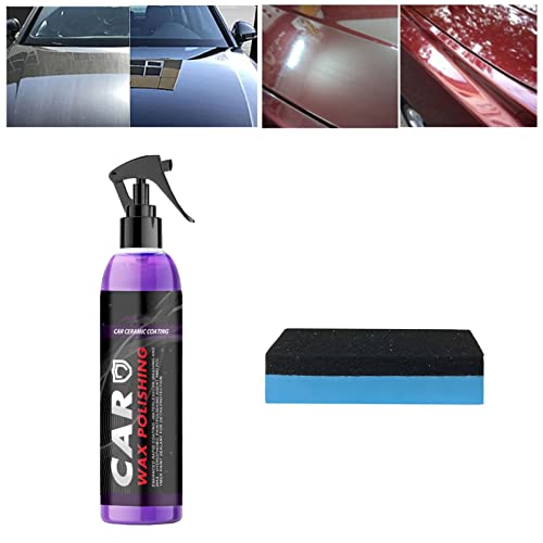 3 in 1 High Protection Quick Car Coating Spray,Car Paint Restorer Wax Polishing Agent with Sponge (100ML)