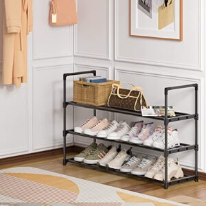 OYREL Shoe Rack for Closet Sturdy Storage Metal Organizer Entryway Shoes Over The Door Shelf Zapateras Free Standing Racks,3 Tier Large Rack, Black