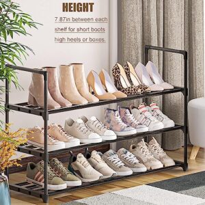 OYREL Shoe Rack for Closet Sturdy Storage Metal Organizer Entryway Shoes Over The Door Shelf Zapateras Free Standing Racks,3 Tier Large Rack, Black