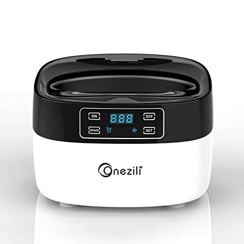 ONEZILI Ultrasonic Jewelry Cleaner, 650ml Portable Ultrasonic Glasses Cleaner Machine with Degas and 5 Digital Timer, for Cleaning Eyeglasses, Jewelry, Rings, Silver and Watches