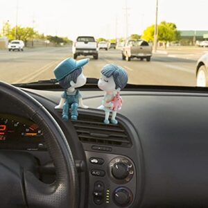 Car Interior Ornament - Cute Couple Car Decoration, Cartoon Couple Doll Couple Figurines, Mini Auto Interior Dashboard Accessories, for Women Girls Gifts