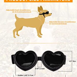 Suxible Dog Goggles Small Breed Dog Sunglasses, UV Protection Heart Shape Dog Sunglasses with Adjustable Strap, Waterproof Goggles for Dogs Doggy Pet Puppy Sun Glasses Doggie Windproof Glasses-Black