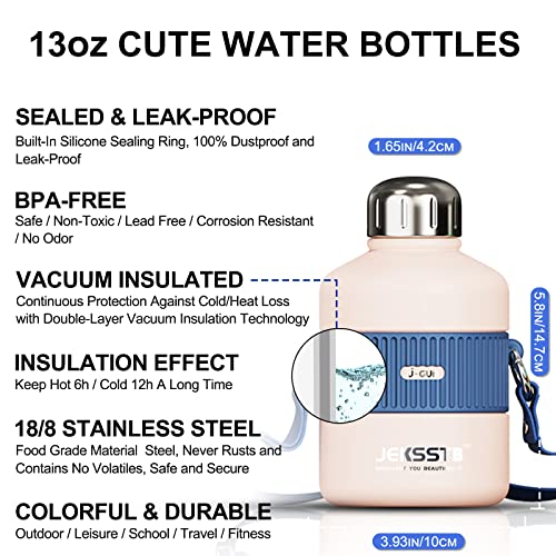 JEKSSTB Stainless Steel Insulated Water Bottle - 13 oz Sports Water Bottle for Kids and Adults - Double Walled Vacuum Sealed Thermal Bottle for Hot and Cold Drinks - Perfect for Outdoor Activities