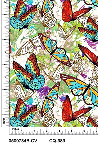 Texco Inc 100% Combed Quilting Prints Craft Cotton Apparel Home/DIY Fabric, Green Blue Orange 2 Yards