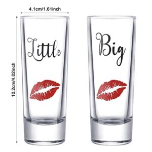 Jutom Big Little Shot Glasses 2 Pcs Glass Tequila Glasses 2 oz Shot Glass Tall Shot Glass Thick Base Shot Glass Mini Glass Cups Double Side Cordial Glasses Big Little Sorority Gifts for Wine Whiskey