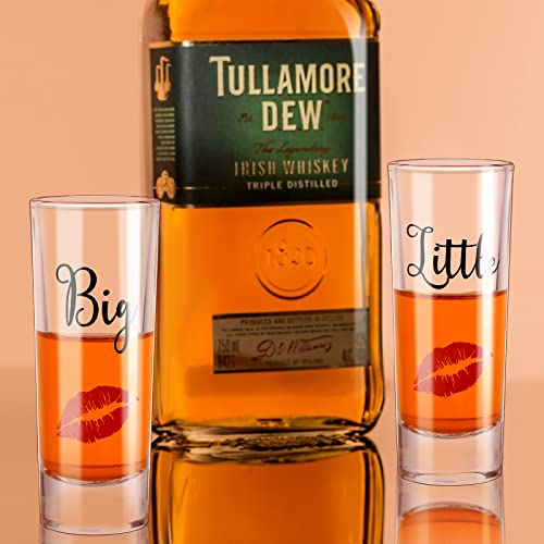 Jutom Big Little Shot Glasses 2 Pcs Glass Tequila Glasses 2 oz Shot Glass Tall Shot Glass Thick Base Shot Glass Mini Glass Cups Double Side Cordial Glasses Big Little Sorority Gifts for Wine Whiskey