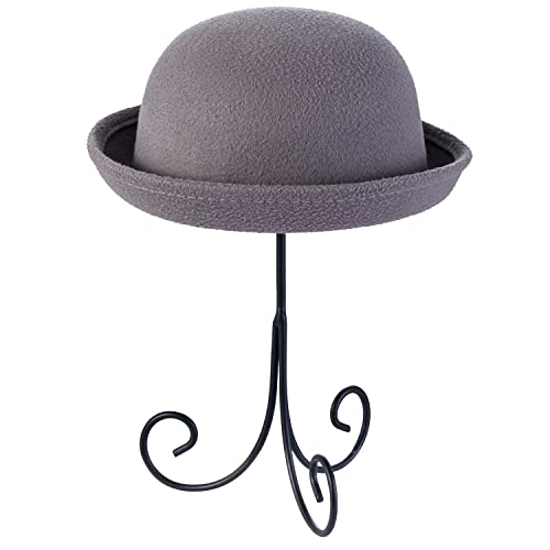 MyGift Modern Wire Tabletop Hat Stand, Matte Black Metal Wig and Cap Holder Display Rack