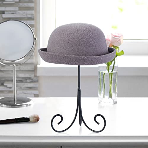 MyGift Modern Wire Tabletop Hat Stand, Matte Black Metal Wig and Cap Holder Display Rack