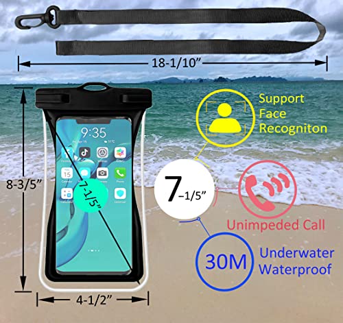 NIUTRIP Universal Waterproof Phone Case, Cellphone Pouch, IPX8 Floatble Dry Bag Compatible for iPhone 13 12 11 Pro Max XS Max XR X 8 7 6 SE S, Galaxy S22 Ultra S21 S20 S10, Up to 7.0", 2Pack