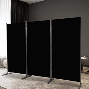 yasrkml 3 panel room divider, folding privacy screen for home, dorm, office, partition room dividers separators, freestanding room divider screen fabric panel 102x71.3'', black