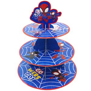 spider friends cupcake stand set-3-tier round cardboard cupcake stand dessert display stand,spider decorations party supplies for kid's birthday party decoration