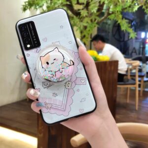 back cover anti-dust lulumi phone case for tcl t-mobile revvl v+ 5g/revvl v plus 5g, shockproof kickstand fashion design anti-knock durable protective drift sand tpu cover cute cartoon foothold, 3