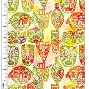 Texco Inc 100% Combed Quilting Prints Craft Cotton Apparel Home/DIY Fabric, White Yellow Orange 1 Yard