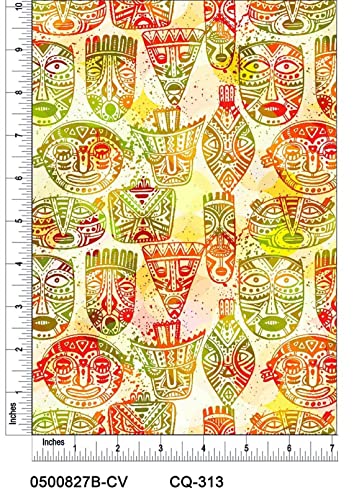 Texco Inc 100% Combed Quilting Prints Craft Cotton Apparel Home/DIY Fabric, White Yellow Orange 1 Yard