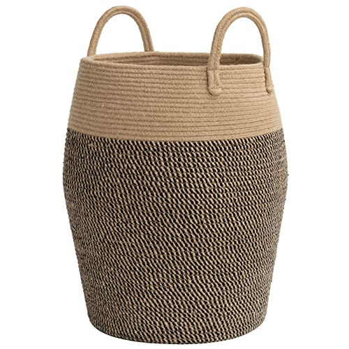 Goodpick Tall Wicker Laundry Basket with handles, Farmhouse Laundry Hamper for Bedroom, Living Room, Bathroom, Narrow Laundry hamper for Dirty Clothes, Blankets, Towels, 12.59 x 20.86 inches