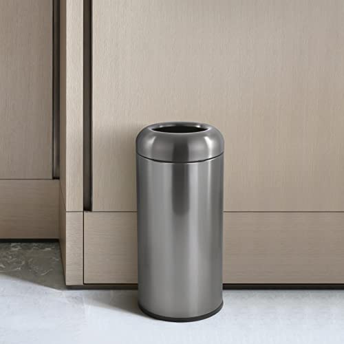 Dyna-Living Stainless Steel Trash Can Outdoor Large Garbage Can with Lid Open Top Trash Bin Commercial Big Kitchen Garbage Bin Industrial Metal Trash Enclosure (Black)