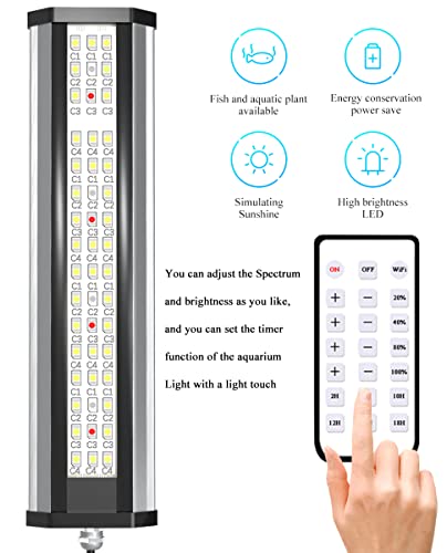 Lominie Full Spectrum Aquarium Light LED Fish Tank Lights Aquarium Lamp, with Extension Bracket and Hang Kits, Inline Timer, Aquarium Plant Light for 8"~15" Small Aquarium Freshwater Planted, BAR 15