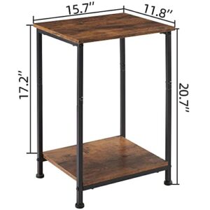 Somdot Side Table, End Table with Storage Shelf for Sofa Couch, Nightstand Bedside Table for Living Room Bedroom, Easy Assembly - Rustic Brown/Black