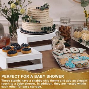 4 Pieces Wood Cupcake Display Stand Whitewashed Decorative Dessert Appetizer Cake Stand Risers Wooden Crate Rustic Cake Stand Wood Risers for Decor Wooden Crate Style Storage Organizer for Party