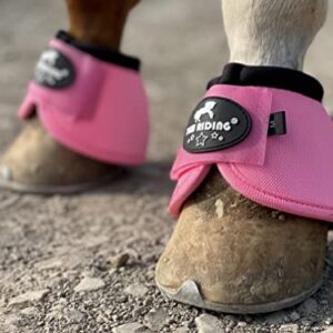 TGW RIDING No-Turn Horse Bell Boots, Equine Ballistic Hoof Overreach Bell Boot, Pair (L, Pink)…