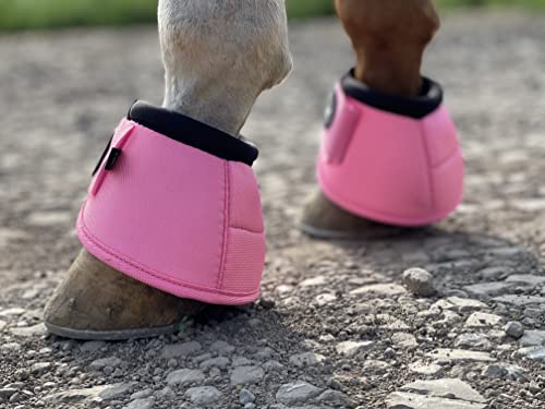 TGW RIDING No-Turn Horse Bell Boots, Equine Ballistic Hoof Overreach Bell Boot, Pair (L, Pink)…