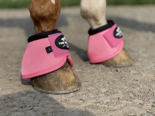 TGW RIDING No-Turn Horse Bell Boots, Equine Ballistic Hoof Overreach Bell Boot, Pair (L, Pink)…