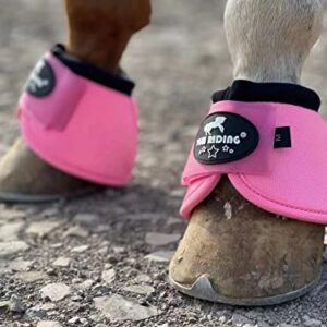 TGW RIDING No-Turn Horse Bell Boots, Equine Ballistic Hoof Overreach Bell Boot, Pair (L, Pink)…