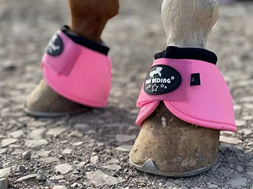 TGW RIDING No-Turn Horse Bell Boots, Equine Ballistic Hoof Overreach Bell Boot, Pair (L, Pink)…