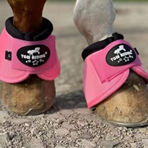 TGW RIDING No-Turn Horse Bell Boots, Equine Ballistic Hoof Overreach Bell Boot, Pair (L, Pink)…