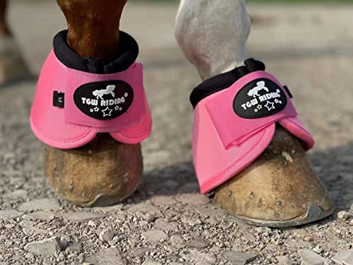 TGW RIDING No-Turn Horse Bell Boots, Equine Ballistic Hoof Overreach Bell Boot, Pair (L, Pink)…