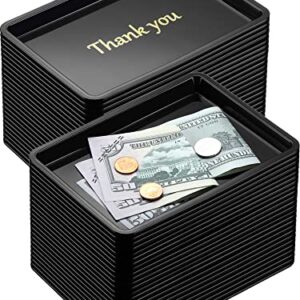 Set of 24 Restaurant Tip Tray Check Presenter for Restaurants Small Tip Tray Plastic Serving Trays 4.5 by 6.4 Inch, Guest Bill Holder Black with Gold Imprint for Kitchen Restaurant Supplies