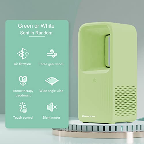 Pazarfami Desk Fan, Portable Bladeless Fan for Bedroom, Office Table, Small USB Personal Fan with Aromatherapy Supply, Breeze Quiet Fan with Touch Control 3 Gear Gentle Wind（Green or White）