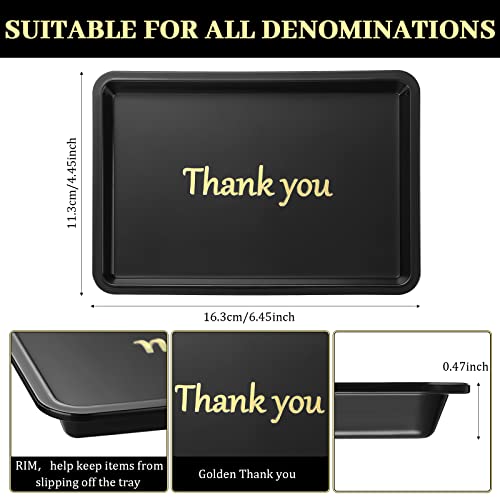 Set of 24 Restaurant Tip Tray Check Presenter for Restaurants Small Tip Tray Plastic Serving Trays 4.5 by 6.4 Inch, Guest Bill Holder Black with Gold Imprint for Kitchen Restaurant Supplies