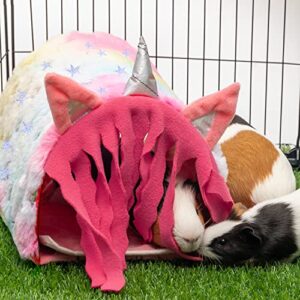 Guinea Pig Hideout - Fleece Tunnel House Cage Accessories for Rat Hamster Hedgehog Chinchilla Small Animal - Playing Sleeping Hunting Resting Washable Tube Bedding Habitats