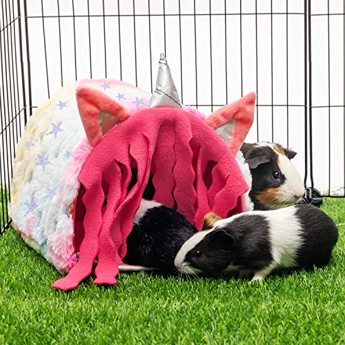 Guinea Pig Hideout - Fleece Tunnel House Cage Accessories for Rat Hamster Hedgehog Chinchilla Small Animal - Playing Sleeping Hunting Resting Washable Tube Bedding Habitats