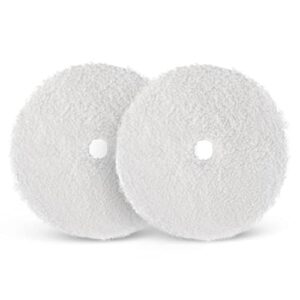 spta microfiber cutting pads, microfiber finishing pads 2pcs 6inch 150mm microfiber finishing disc soft microfiber wax removal pad for dual action car polisher finishing polishing waxing -mpbfs6w-2