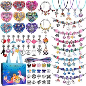 aipridy charm bracelet making kit,diy craft for girls, unicorn mermaid crafts gifts set for arts and crafts for girls teens ages 6-12 (150 pieces)