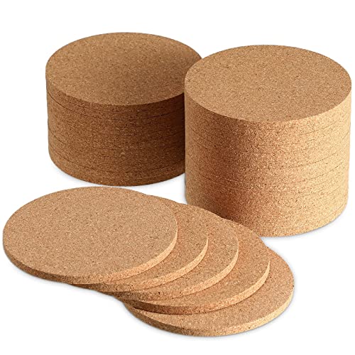 Cork Coaster for Drink Absorbent 4 Inches Tea or Coffee Coaster Set Round Heat Resistant Bar Coasters Reusable Table Blank Coasters Gifts Cork Coasters for Wine Glass Cup Mug Plant Office (60 Pcs)