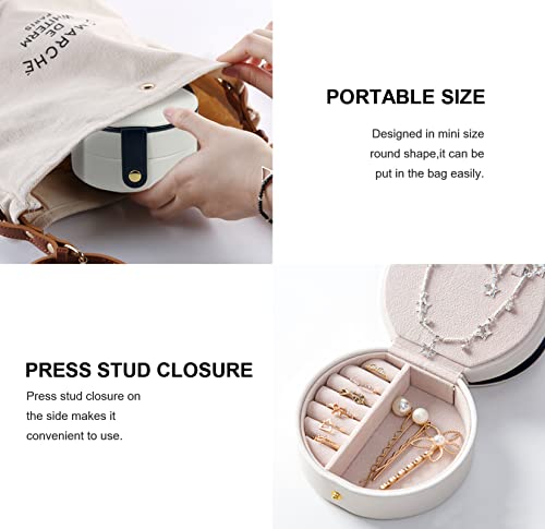 Travel Jewelry Box Small Jewelry Organizer Portable Jewelry Case for Ring Pendant Earring Necklace Bracelet Organizer Storage Holder Boxes (white)