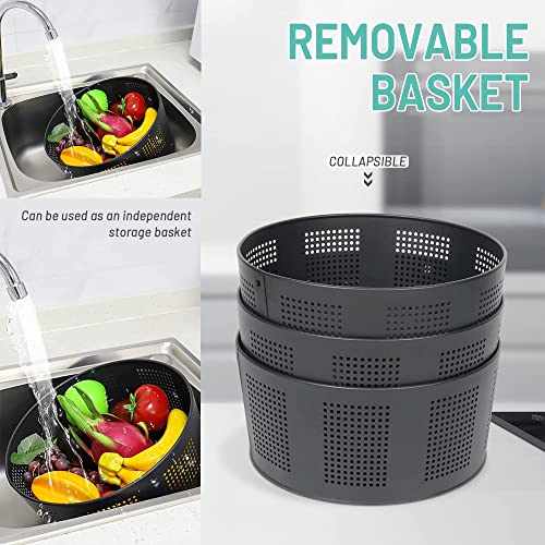 Rotating Multi-Layer Kitchen Storage Shelf 360°Rotating Vegetable Rack Round Storage Baskets Kitchen Storage Rack Floor-Standing with Wheels Household Storage Baskets for Kitchen Living Room